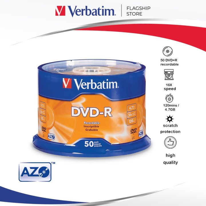 COD Verbatim DVD-95101 DVD-R 4.76GB 16X 120mins (50pcs Spindle) | Lazada PH