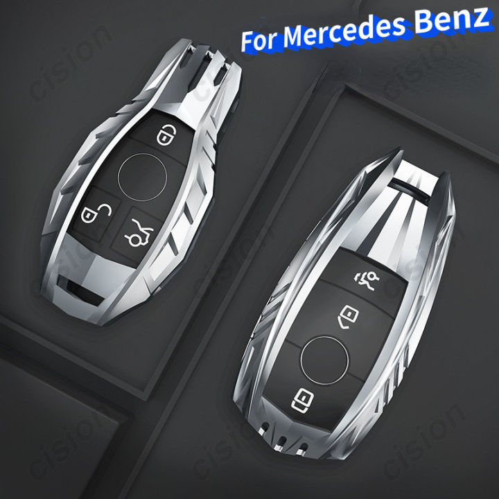 Zinc Alloy Leather TPU Car Key Cover Case Shell Chain for Mercedes Benz ...