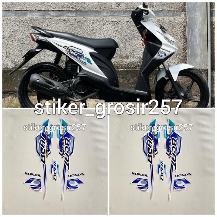 STIKER STRIPING LIS BODY BEAT 2008 2009 PUTIH BIRU STANDAR / STICKER ...