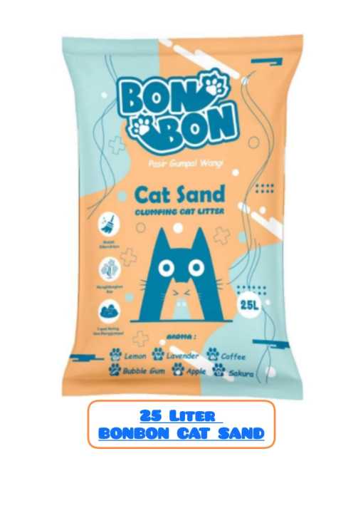 25 Liter BONBON Cat Litter Pasir Kucing Gumpal Wangi Anti Bakteri ...