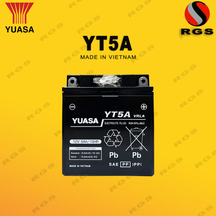 YUASA YT5A (same as YB5L) - Factory Activated Maintenance Free Battery ...