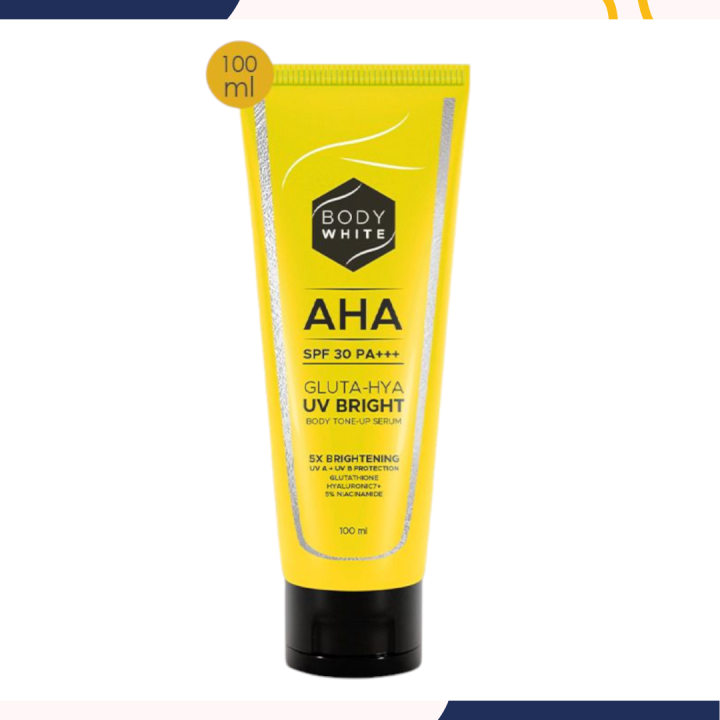 Body White AHA Gluta Hya UV Bright SPF 30 PA+++ Body Tone Up Serum ...