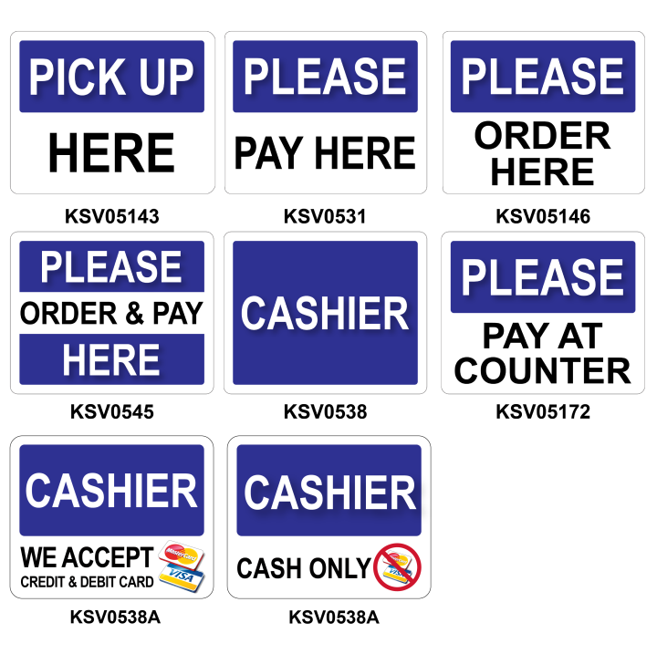 PLEASE PAY HERE, PLEASE ORDER HERE, PLEASE ORDER AND PAY HERE, PICK UP ...