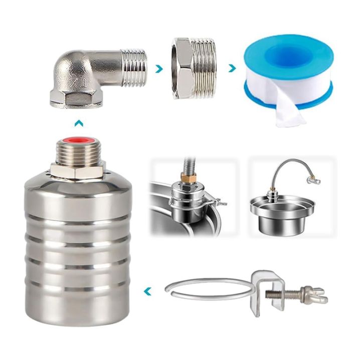-Float Valve,1/2 Inch to 3/4 Inch Water Float Valve,304 Stainless Steel ...