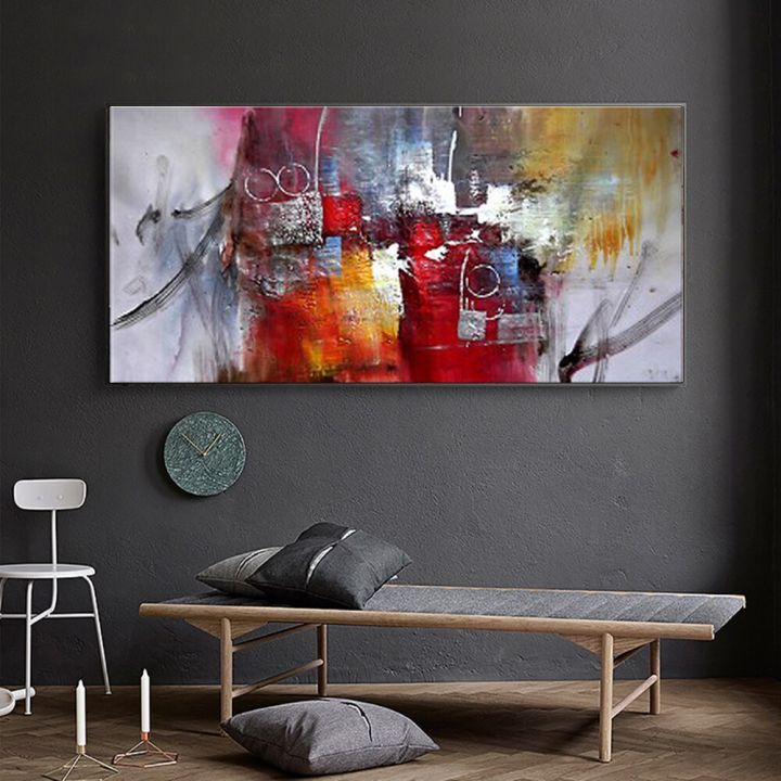 Large acrylic mural made abstractly on canvas, suitable for living room ...