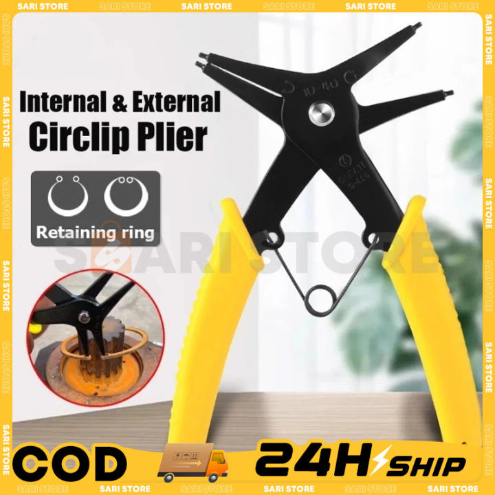2-in-1 Portable Circlip Pliers Multifunction DIY Snap Spring Ring Circlip Removal Install Plier ...