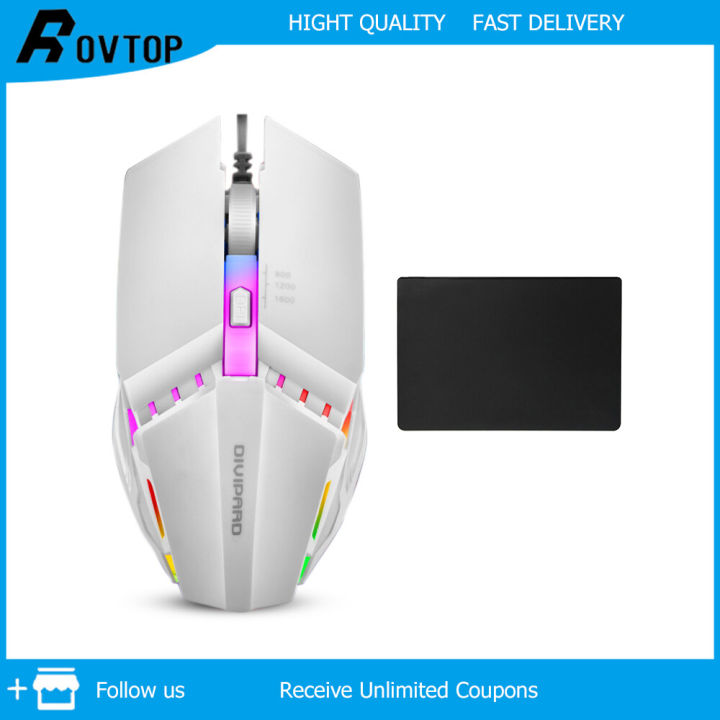 Rovtop Game Mouse+Mouse Pad Pro LED Wired Gaming Mouse With Breathing ...