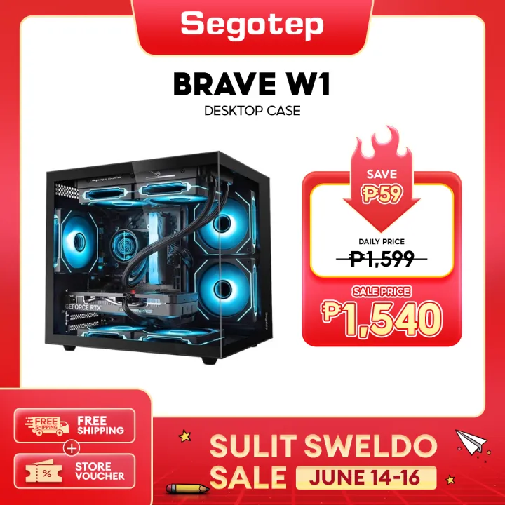 Segotep Brave W1 PC Case Glass Panel / Panoramic View Case (Black ...