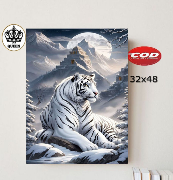 POSTER TEMA MACAN PUTIH/POSTER DINDING MACAN PUTIH/HIASAN DINDING RUMAH ...