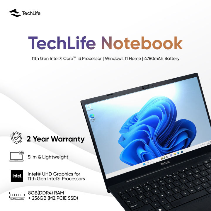 TechLife Notebook (8+256) Laptop (Black) | 14.1" FullView Display ...