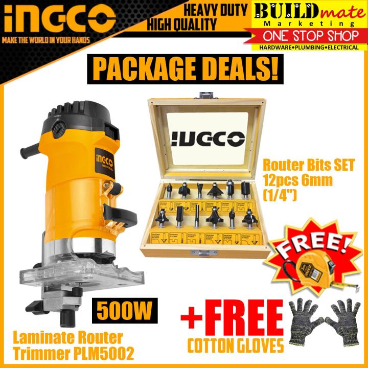 INGCO PACK Laminate Router / Trimmer & Ingco Router Bits 1/4 +FREE Tape ...