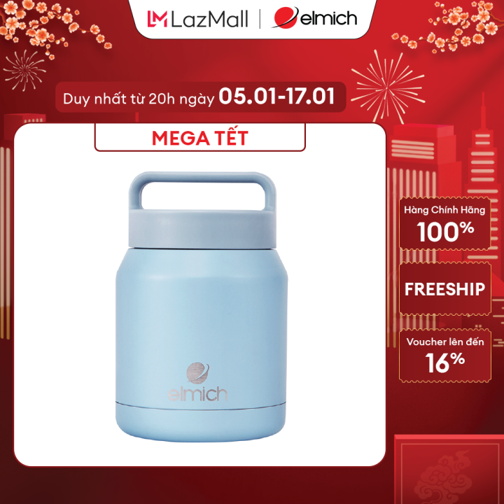 (Duy nhất từ 15-17.02)Bình đựng thức ăn giữ nhiệt inox 304 Elmich EL8337BE/W dung tích 650ml ...