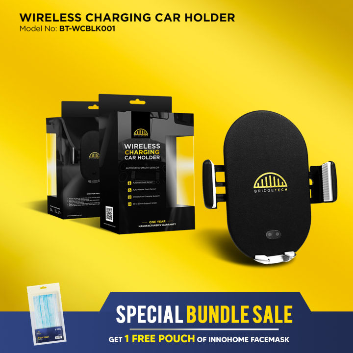 Bridgetech Wireless Charging Car Holder + 1 Year Warranty | Lazada PH