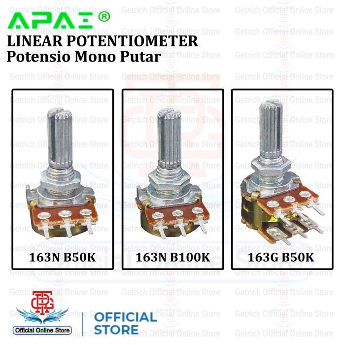 Potentiometer Potensiometer Potensio Linear Taper Rotary 50K 100K OHM ...