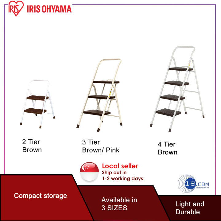 Iris Ohyama OSU Folding Foot Step Ladder, 2 Steps/3 Steps/ 4Steps ...
