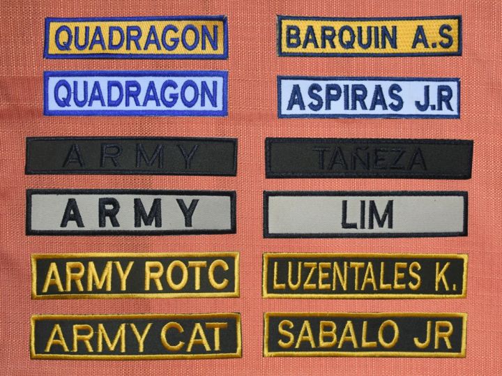 MADE TO ORDER NAME CLOTH ARMY ROTC WITH VELCRO (PAIR) WITH SURNAME ...