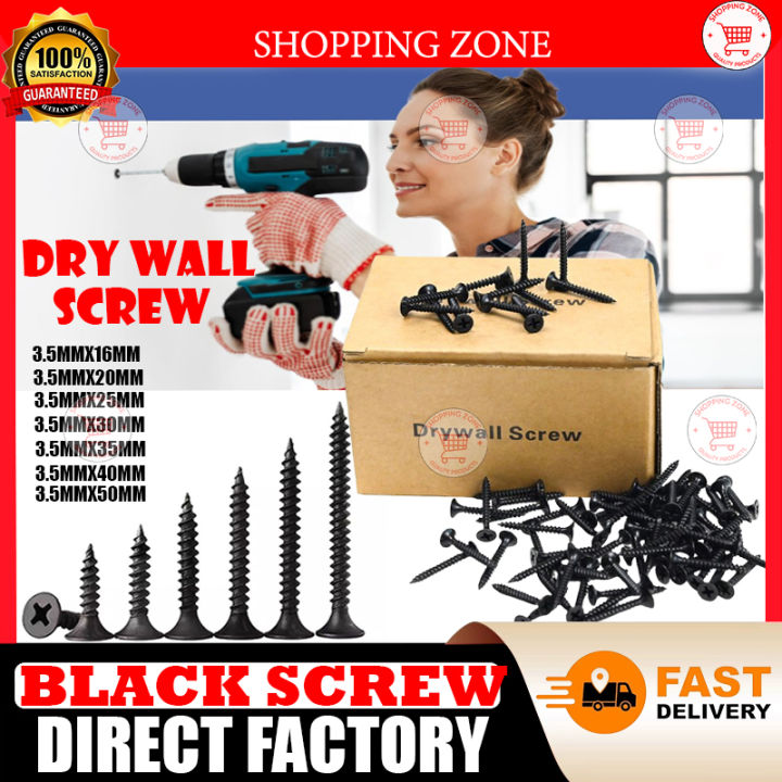 1 BOX BLACK SCREW / GYPSUM SCREW FOR WOOD / SCREW FOR GYPSUM BOARD ...