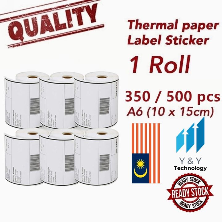 Ready Stock A6 4 Rolls Lazada Waybill Thermal Sticker Paper Shipping ...