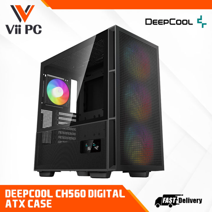 DeepCool CH560 Digital ATX Airflow case, Dual Status Display, 3X Pre ...