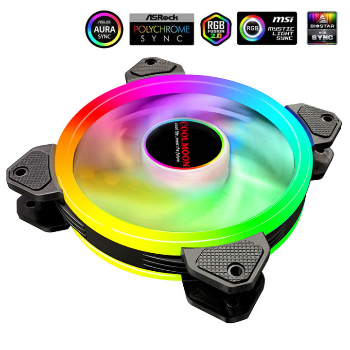 พัดลมเคส RGB 12cm CODพัดลมคอมพิวเตอร์ 12 cm RGB Cooling Fan พัดลมระบาย ...