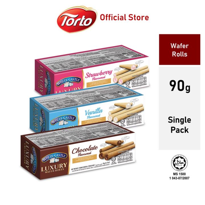 90g White Castle Luxury Cream Wafer Rolls (1 box) | Lazada