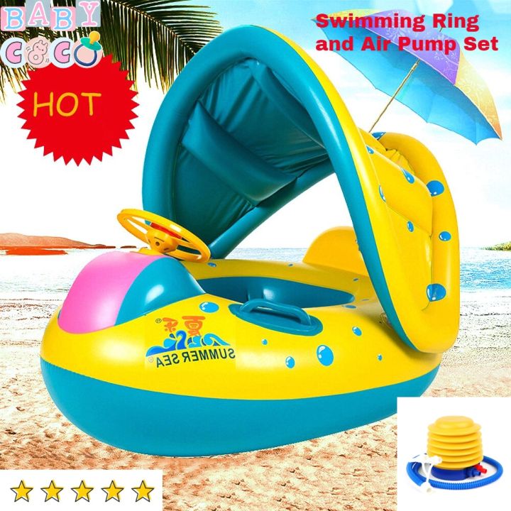 Summer Kids Sun Shade Float Inflatable Salbabida with Inflate Swimming ...