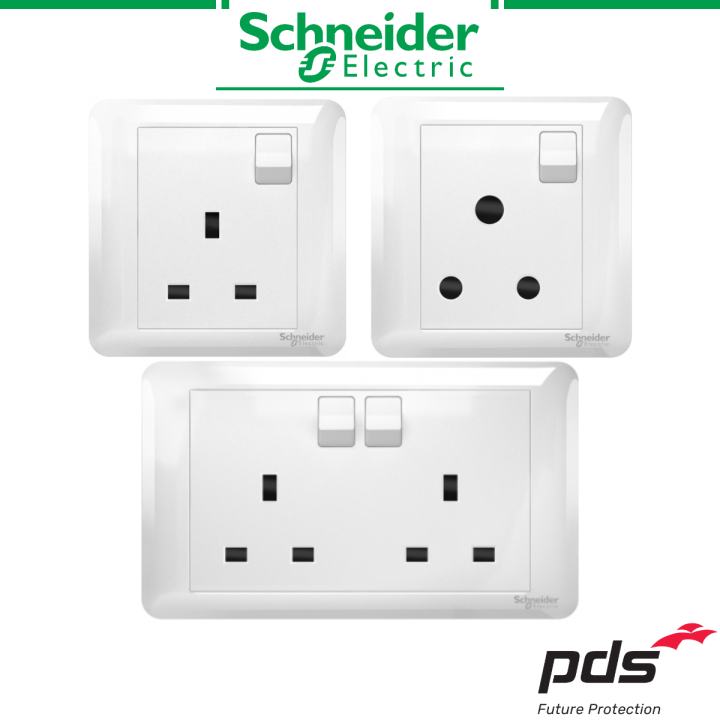 Schneider Affle Plus 13A/15A Switched Socket, Safety Socket, White ...
