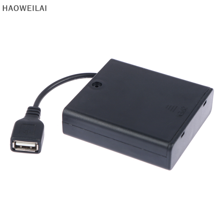 [HAOWEILAI] 4 x AA USB Battery BOX สำหรับไฟ LED Strip 5V USB MINI Power ...