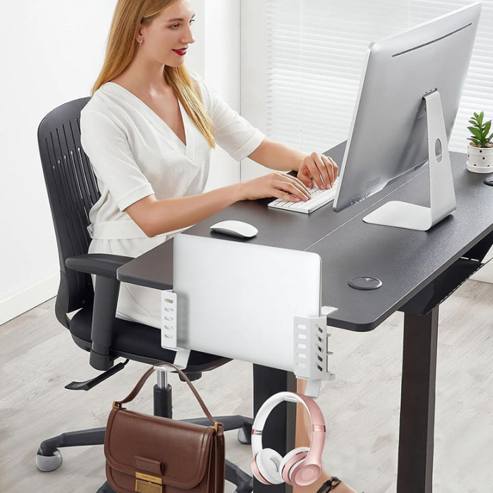 Desk Side Vertical Laptop Stand,No Drill Laptop Desktop Mount,Hanging ...