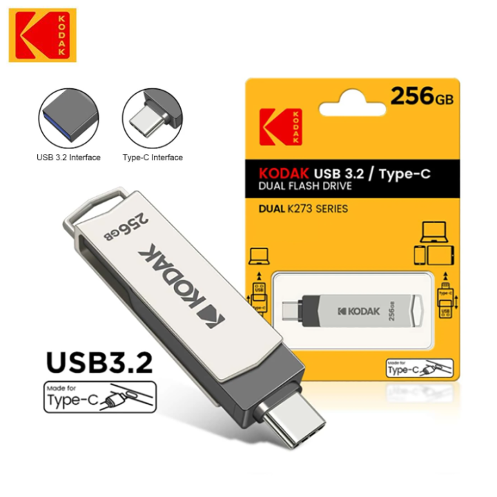 【Booming】 Kodak USB Key OTG USB3.2 Flash Drive 256GB 128GB 64GB 32GB ...