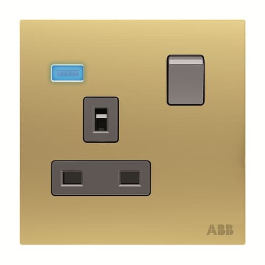 Socket Outlet ABB Antique Gold BS single pole switched socket outlet with led 13A AM23486-AG ...