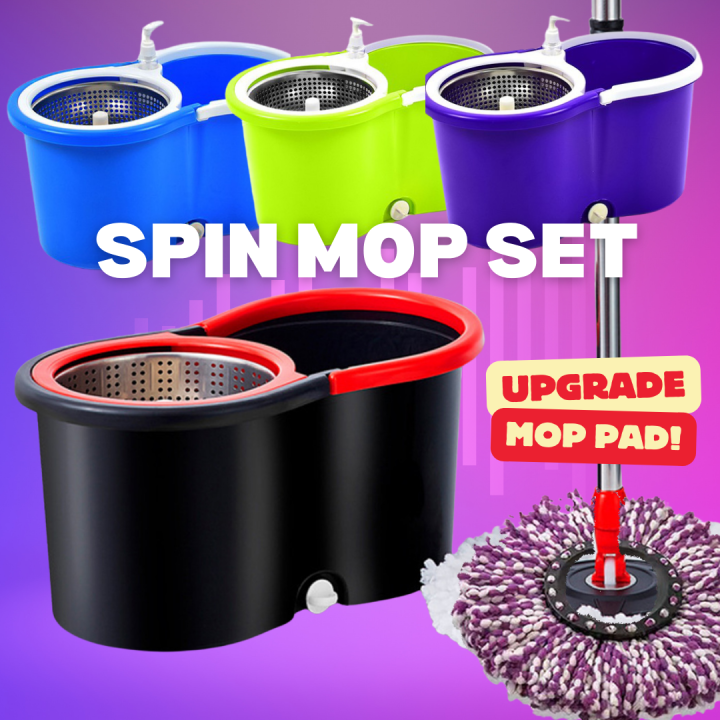 (BIG sizes with Wheelsl) 360° Easy Spin Mop Stainless Magic 'Mop Head ...