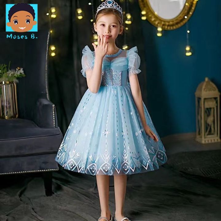 MOSES Cô gái ăn mặc mùa hè mới váy công chúa trẻ em ngắn tay siêu tây ...
