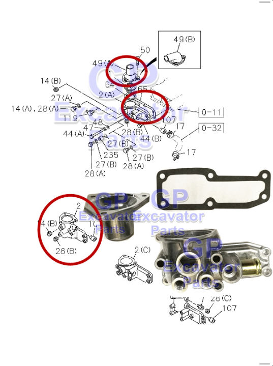 6BD1 Engine Thermostat Housing Set (EX200-1 / UH083) | Lazada