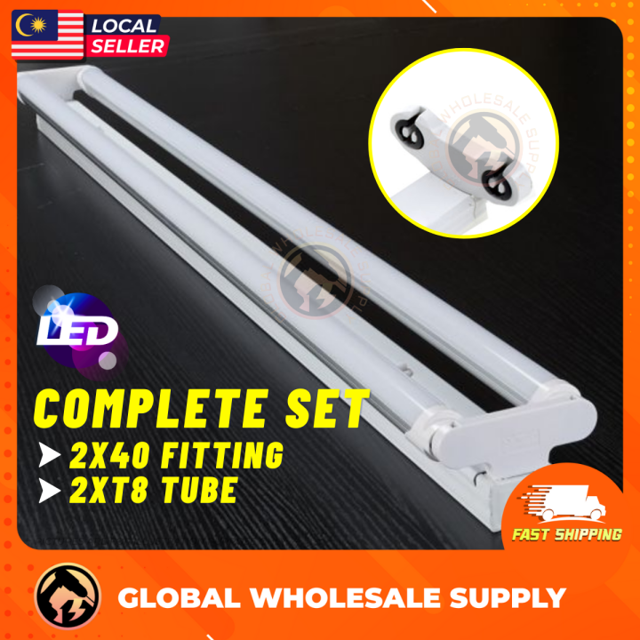 FULL SET DOUBLE 4FT T8 Led Tube Light Lampu Kalimantang LED Ceiling ...