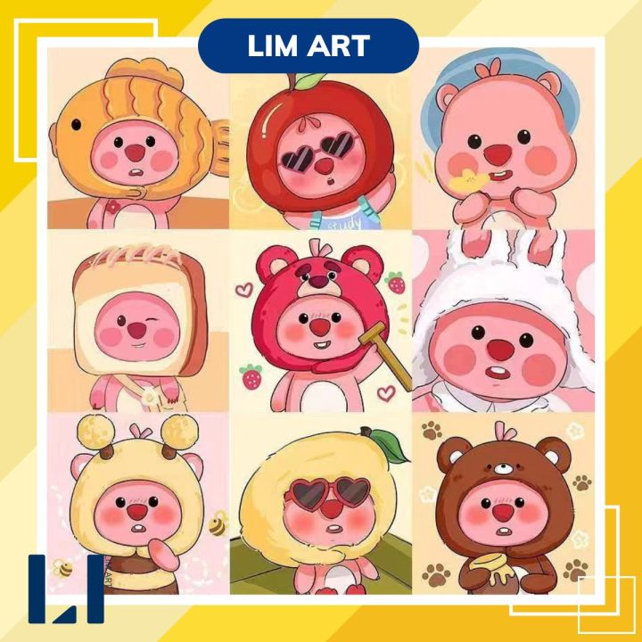 Tranh số hóa có khung Loopy size 20x20 - Tranh tô màu theo số size nhỏ ...