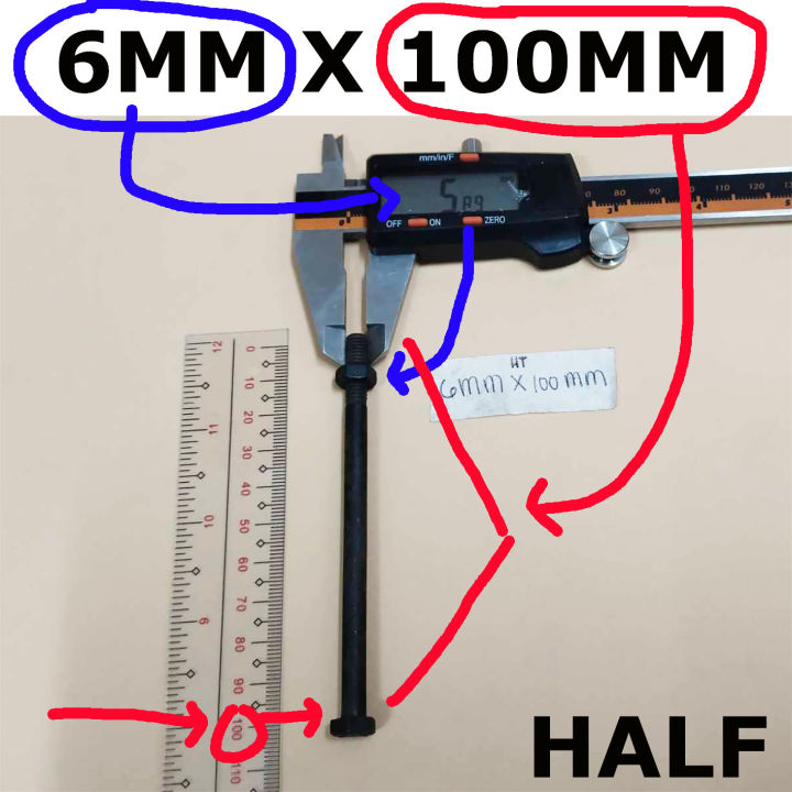 HT BOLT 6MM X 100MM WITH 1 PIECE NUT HI TENSILE HALF THREAD ...