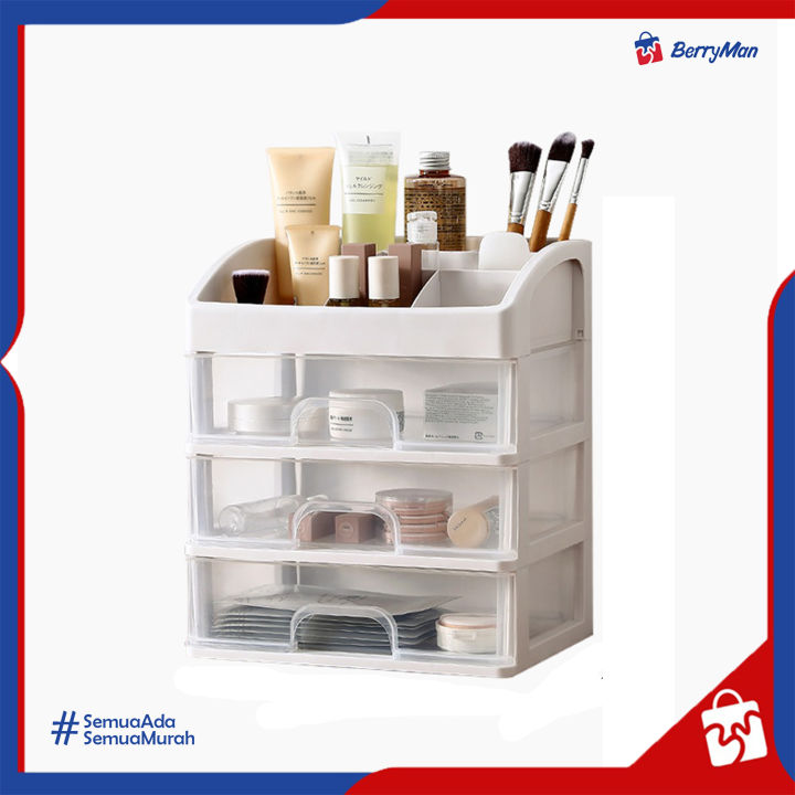 Rak Kosmetik SUSUN 3 LACI - Tempat Make Up Multifungsi Desktop Storage ...