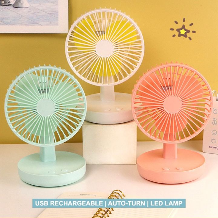 Portable Mini Table Fan LED Night Light With USB Charging Rechargeable ...
