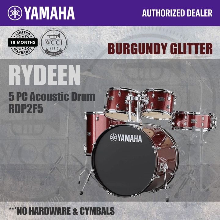 Yamaha RDP2F5 RYDEEN 5 PC Acoustic Drum Set - Burgundy Glitter | Lazada