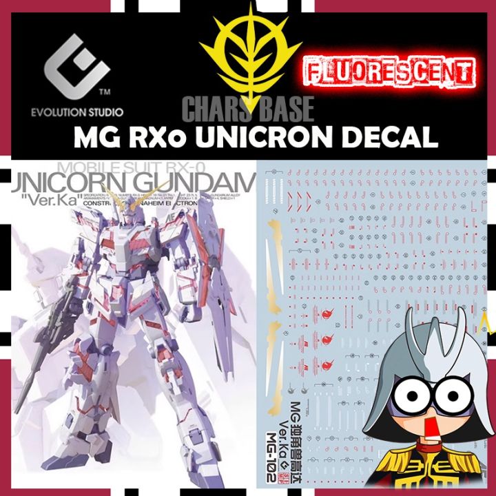 EVO DECAL MG UNICORN RX0 DECAL FLUORESCENT GUNDAM DECAL | Lazada
