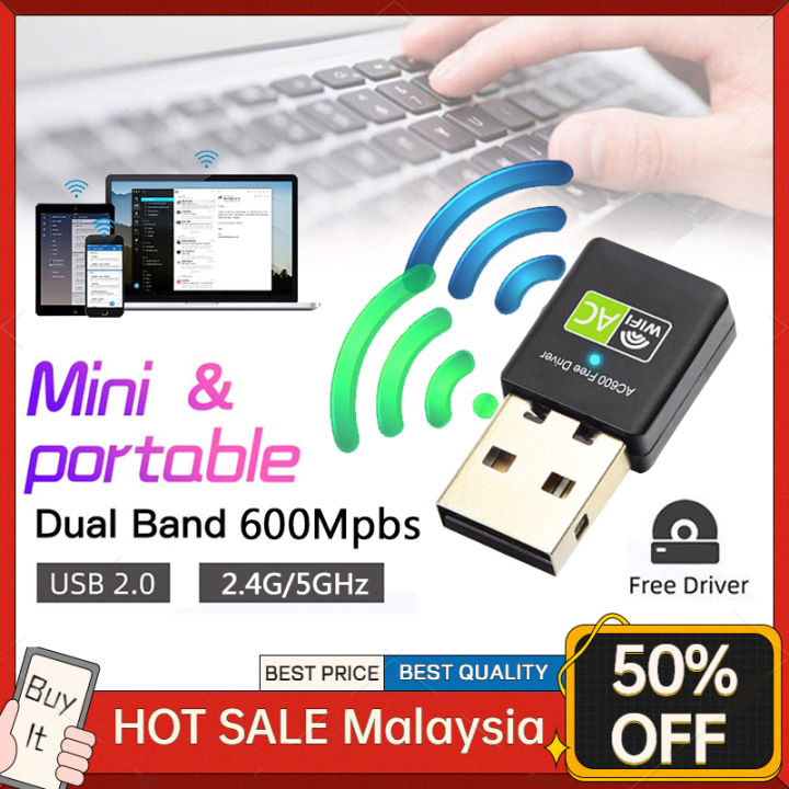 Wireless USB WiFi Adapter USB Ethernet WiFi Dongle 600Mbps 5Ghz /2.4G ...