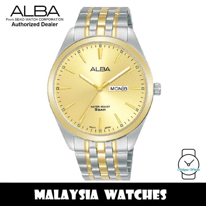 ALBA AJ6184X Quartz Gold-Tone Dial Mineral Crystal Glass Two-Tone ...