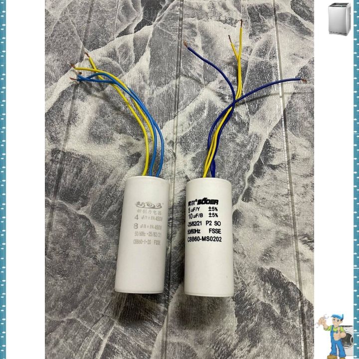 ( Mesin Basuh ) 4 wire dual capacitor relay 2in1 big running motor ...