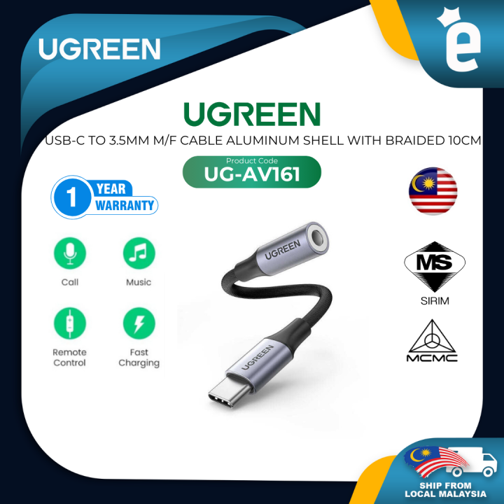 UGREEN AV142 / AV161 (WITH DCP) USB-C MALE TO 3.5MM FEMALE AUDIO JACK ...