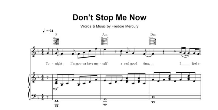 "Don't Stop Me Now (Queen)"/ lagu pop/ sheet music piano, keyboard dan ...
