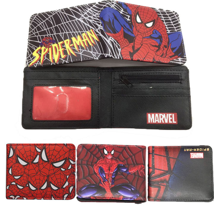 Marve Cartoon Superhero Spiderman PU Wallet Anime Iron Man Captain ...