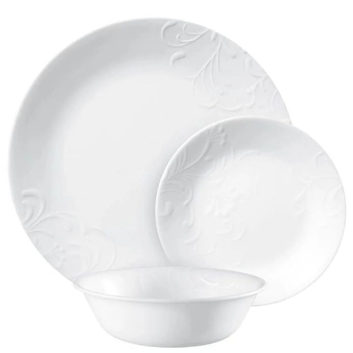 Corelle Madeline Embossed, 12 Piece, White, Dinnerware Set | Lazada PH