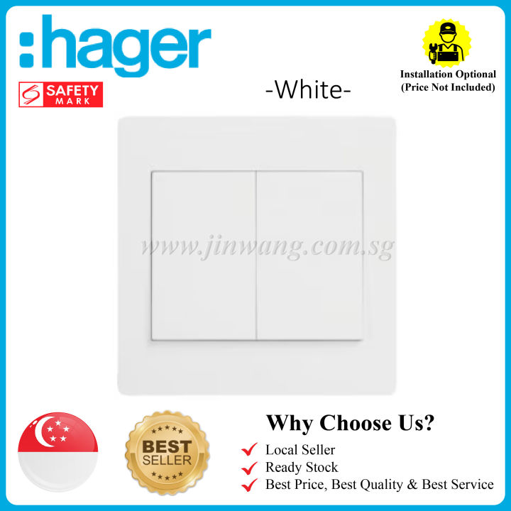 [Singapore Local Authorized Seller] Hager wall switch 2 Gang (1W/2W ...