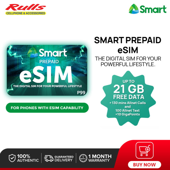 Smart Prepaid eSIM | + 21GB Free Data | +130 mins Allnet Calls and 100 ...